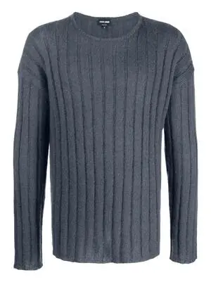 Giorgio Armani Ribbed Knit Mohair-wool Blend Jumper - Black