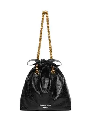 Balenciaga Crush Small Tote Bag With Chain Strap - Black