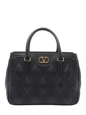 Valentino Garavani Quilted Logo Shoulder Bag - Black