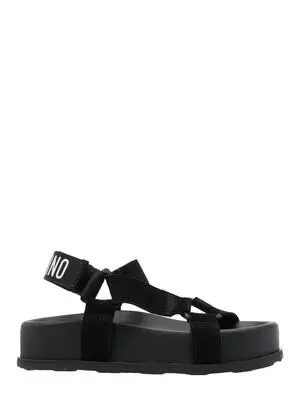 Moschino Embroidered Touch Strap Sandals - Black