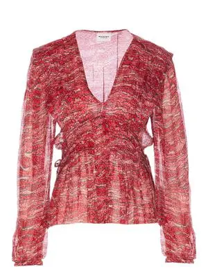 Isabel Marant Étoile V-neck Printed Long Sleeve Top - Red