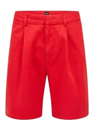 Hugo Boss Straight Fit Shorts With Front Zipper - Red