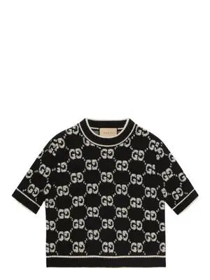 Gucci Gucci GG Wool Bouclé Jacquard Top Black