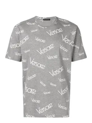 Versace Logo Printed T-shirt - Gray