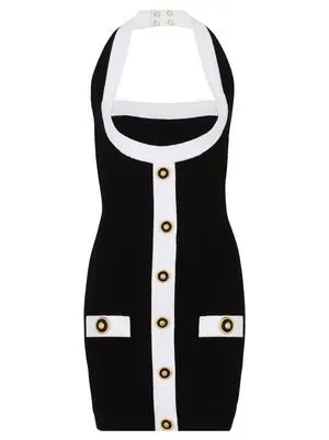 Balmain Halterneck Knitted Mini Dress - Black