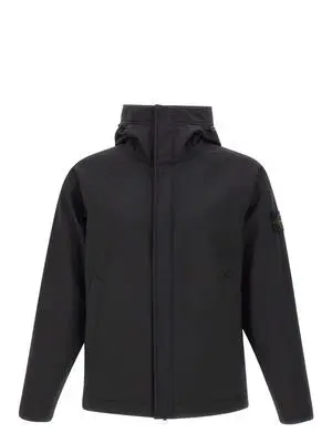 Stone Island Softshell Hooded Parka - Black