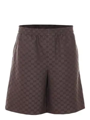 Gucci Monogrammed Elastic Waist Shorts - Brown