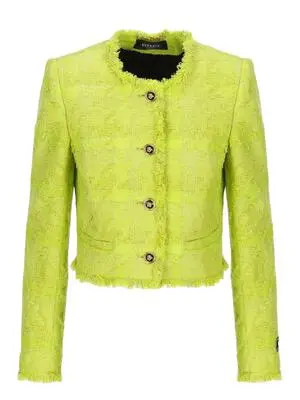 Versace Tweed Button-up Jacket - Yellow