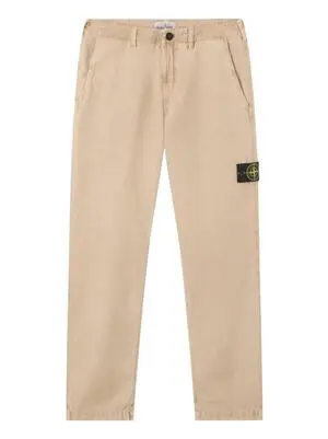 Stone Island Logo Patch Straight-leg Trousers - Desert