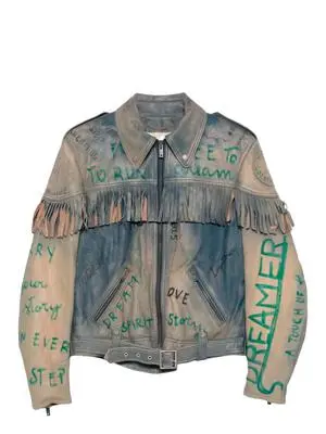 GOLDEN GOOSE Zip-up Fringed Jacket - Gray
