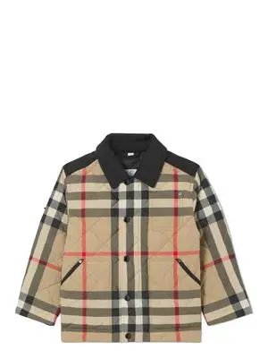 BURBERRY Burberry Diamond Quilted Check Jacket With Logo Appliqué