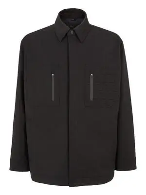 Fendi Ff Motif Ski Shirt Jacket With Quilted Vest - Black