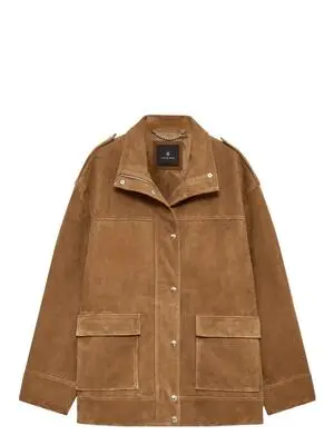 ANINE BING Snap-front Stand-collar Jacket - Brown