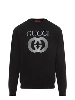 Gucci Embellished Logo Crewneck Sweater - Black