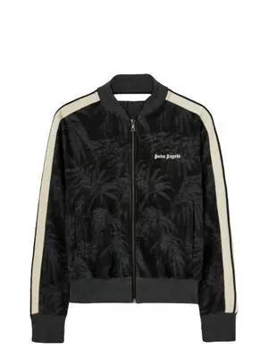 Palm Angels Palms Jacquard Zip-up Sweatshirt - Black-off-white