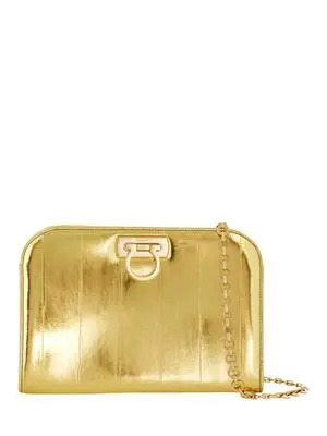 FERRAGAMO Diana Clutch With Gancio Buckle - Gold