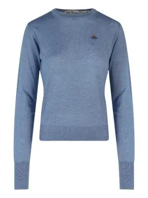VIVIENNE WESTWOOD Orb Embroidered Knit Jumper - Blue