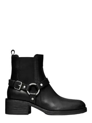 Tory Burch Tory Burch Buckle-Strap Ring Detail Ankle Boots Black