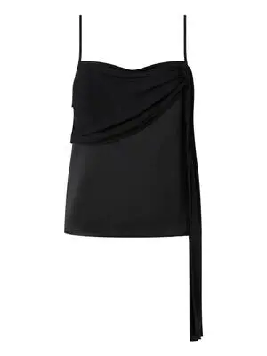 PINKO Pinko Sleeveless Satin Vest Top With Draped Georgette Overlay