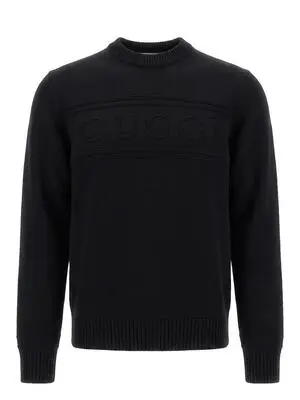 Gucci Knit Cotton Wool Sweater With Intarsia - Black