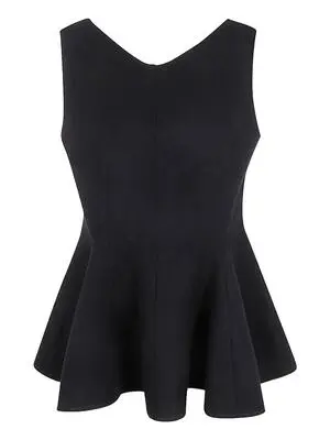 LANVIN Wool Zip-up Peplum Top - Black