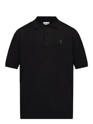 Burberry Logo Embroidered Knitted Polo Shirt - Black
