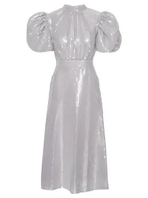 ROTATE BY BIRGER CHRISTENSEN Sequined Bubble Sleeve Dress - Light Gray