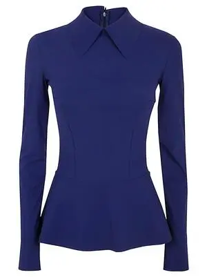 Chiara Boni La Petite Robe Asymmetrical Peplum Top With Lapels - Iris