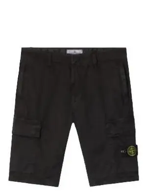Stone Island Compass Motif Cargo Shorts - Black