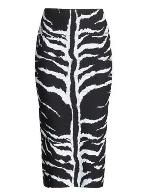 Alaïa Zebra-jacquard Cutout Detailed Midi Skirt - Black