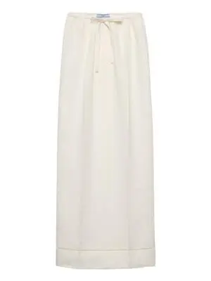 Prada Prada High Waist Maxi Skirt With Embroidered Logo Ivory