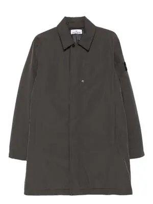 Stone Island Long Parka With Compass Patch - Leaden