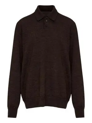 MAISON MARGIELA Elbow-patch Wool Polo Shirt - Brown