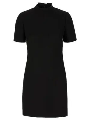 Valentino Garavani Short Sleeve Dress With Logo Detail - Black