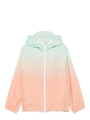 A.p.c. Meadow" Hooded Jacket With Gradient Print - Peach Orange
