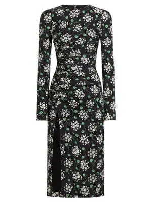 Dolce & Gabbana Ruched Floral Print Midi Dress - Black