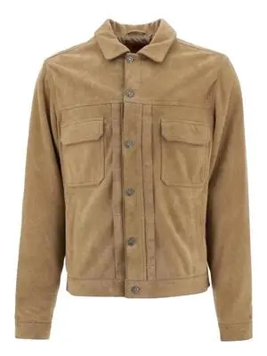 424 FAIRFAX Leather Button-up Jacket - Brown