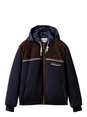MIU MIU Miu Miu Zip-Up Hooded Jacket With Suede Details