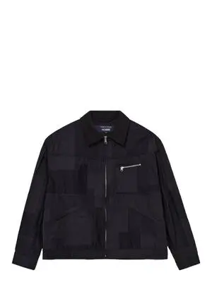 Comme Des Garçons Long Sleeve Collared Zip Up Jacket - Black