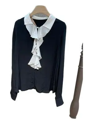 N.21 High-neck Ruffle Top - Black