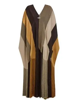 FERRAGAMO Patchwork Silk Poncho - Espresso