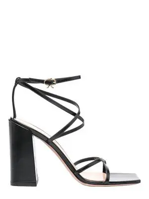 GIANVITO ROSSI Leather Square Toe High Heel Sandals - Black