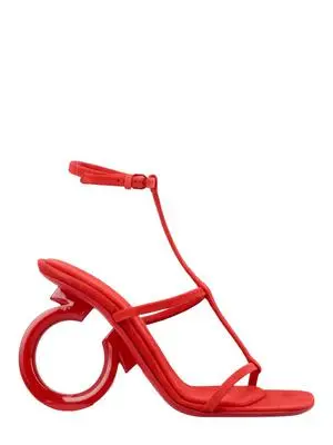 FERRAGAMO Elina Square-toe Heeled Sandals - Red