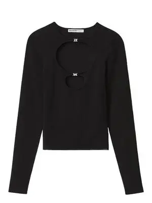 Alexander Wang Cut-out Long Sleeve Top - Black