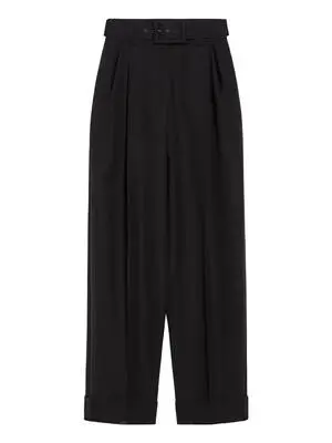 Max Mara Belted Pleated Wide-leg Trousers - Black