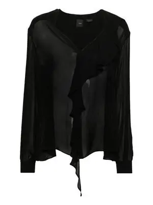 Pinko V-neck Ruffled Blouse - Black