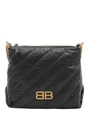 Balenciaga Crush Zipped Hobo Bag - Black