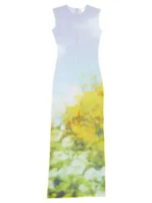 Acne Studios Acne Studios Sleeveless Maxi Dress With Fuzzy Landscape Print Blue