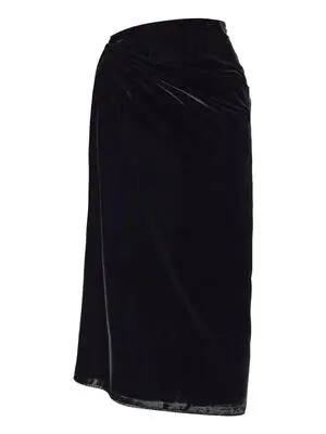 Etro Velvet Midi Skirt With Pleated Details - Black