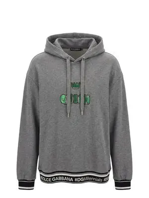 Dolce & Gabbana Embroidered Hooded Sweatshirt - Gray